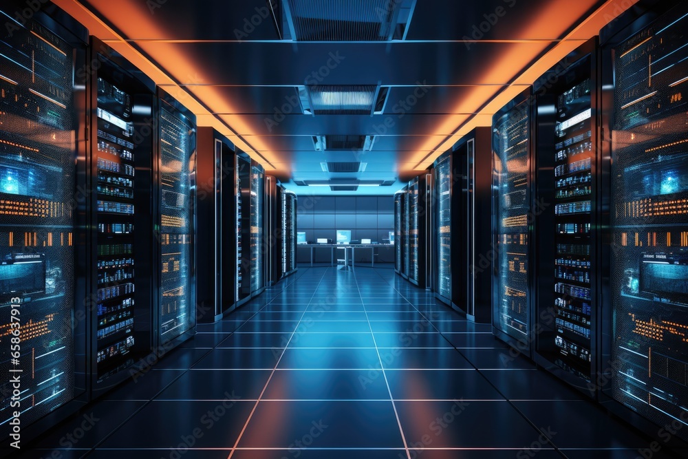 Explore the heart of digital infrastructure in a high-tech datacenter ...