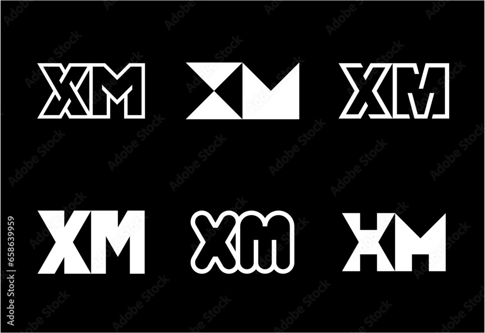Set of letter XM logos. Abstract logos collection with letters ...