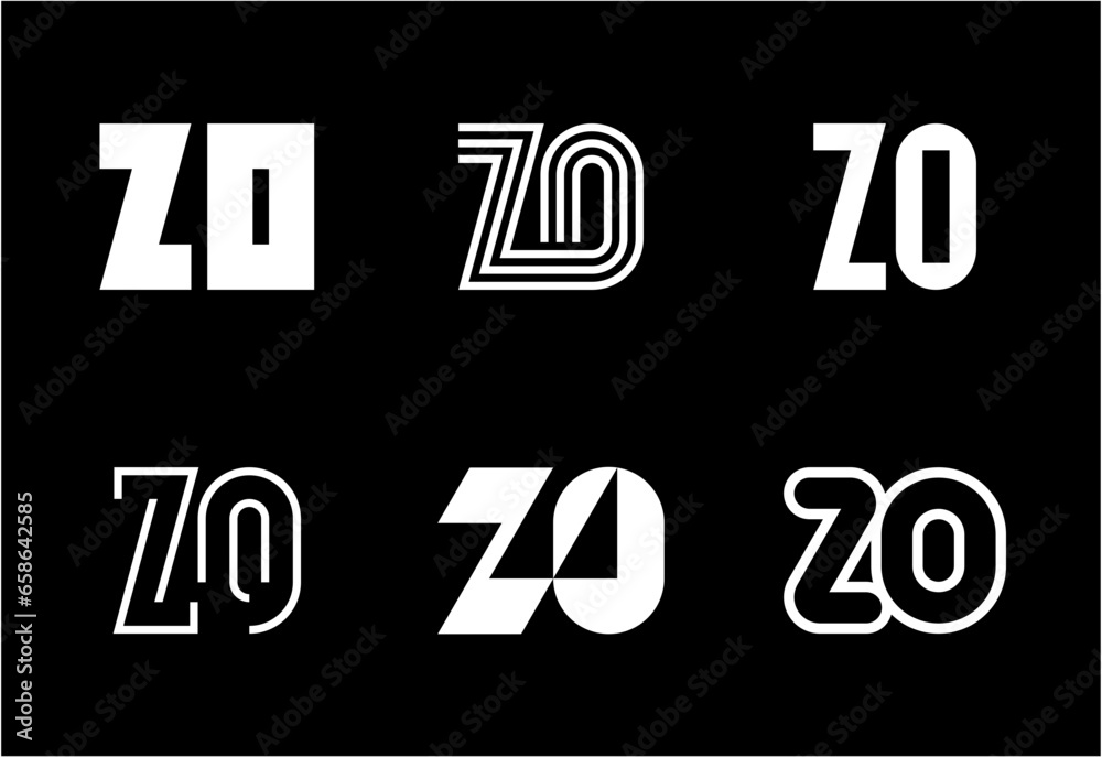 Set of letter ZO logos. Abstract logos collection with letters ...