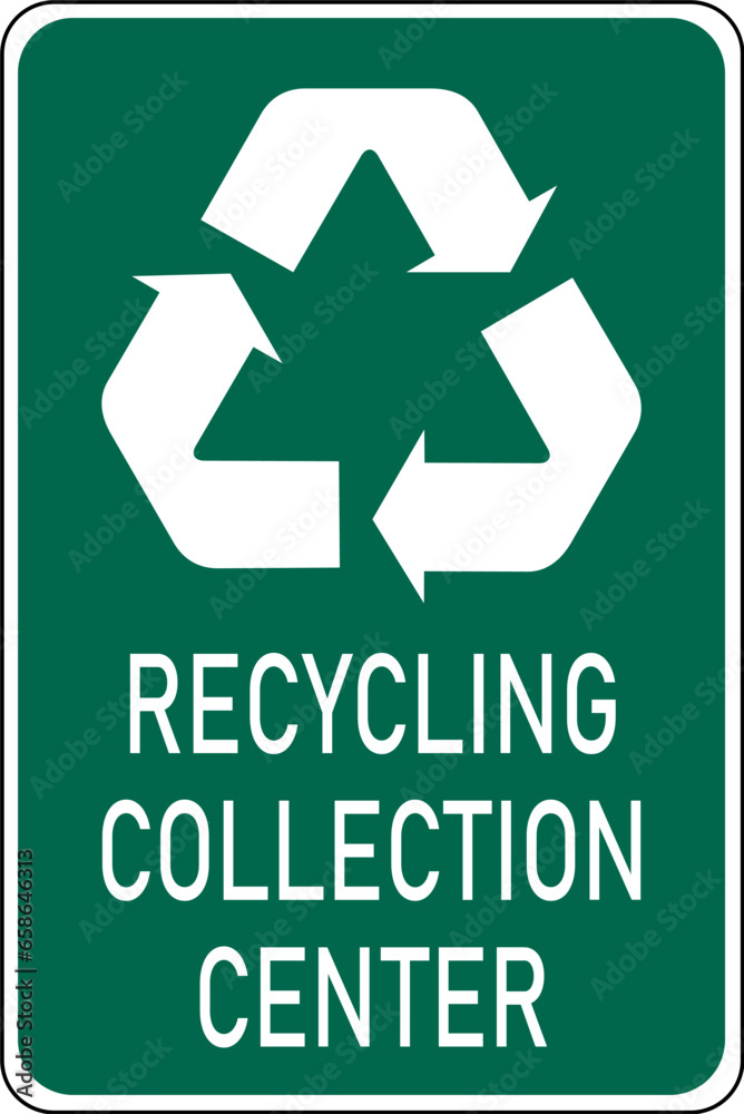 Vector graphic of a green USA Recycling Center mutcd highway sign. It ...