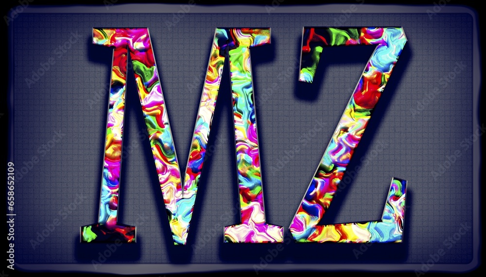 Double letter signature MZ in an unique design named Painter rough ...