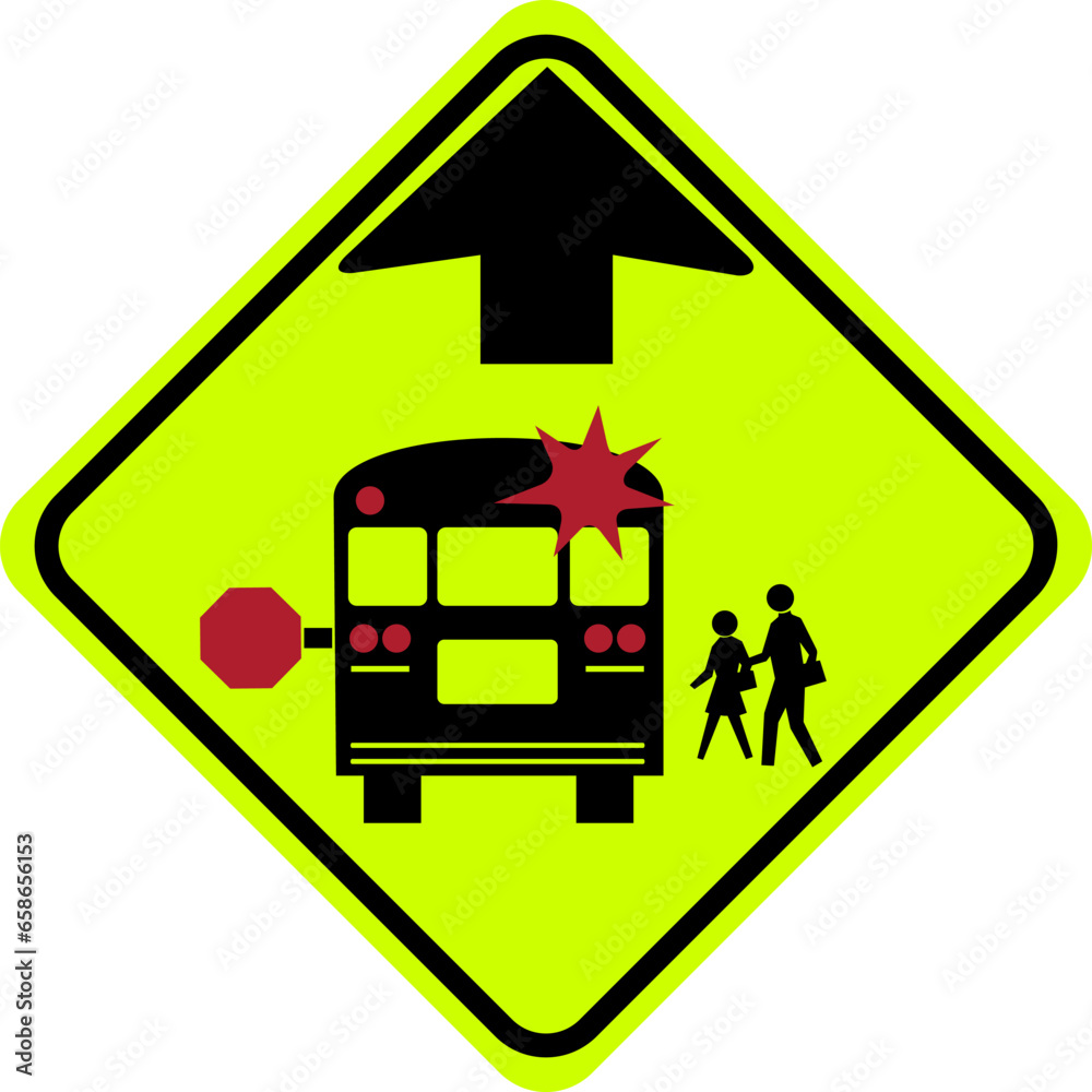 Vector graphic of a USA School Bust stop Ahead mutcd highway sign. It ...