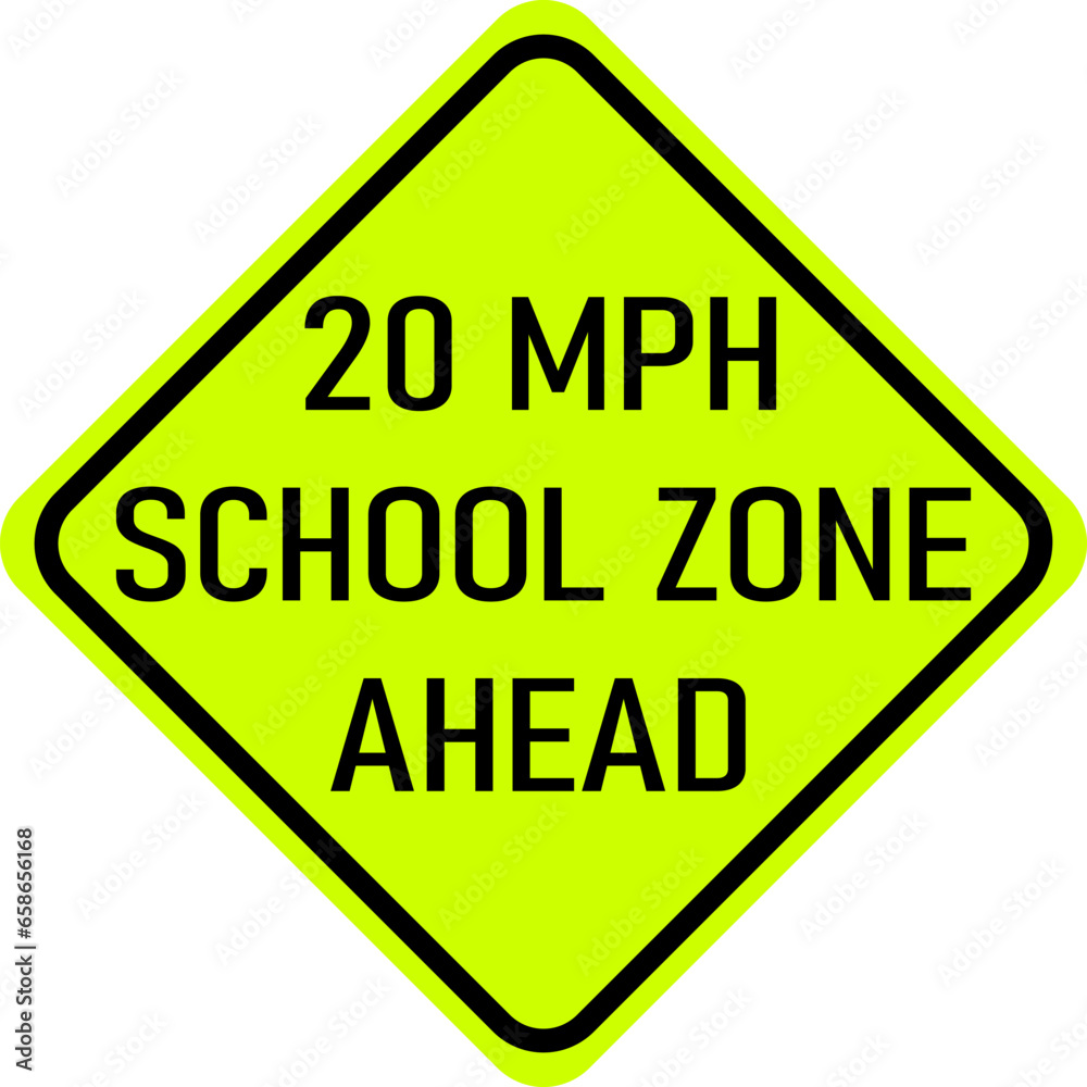 Vector graphic of a USA School Speed Zone Ahead mutcd highway sign. It ...
