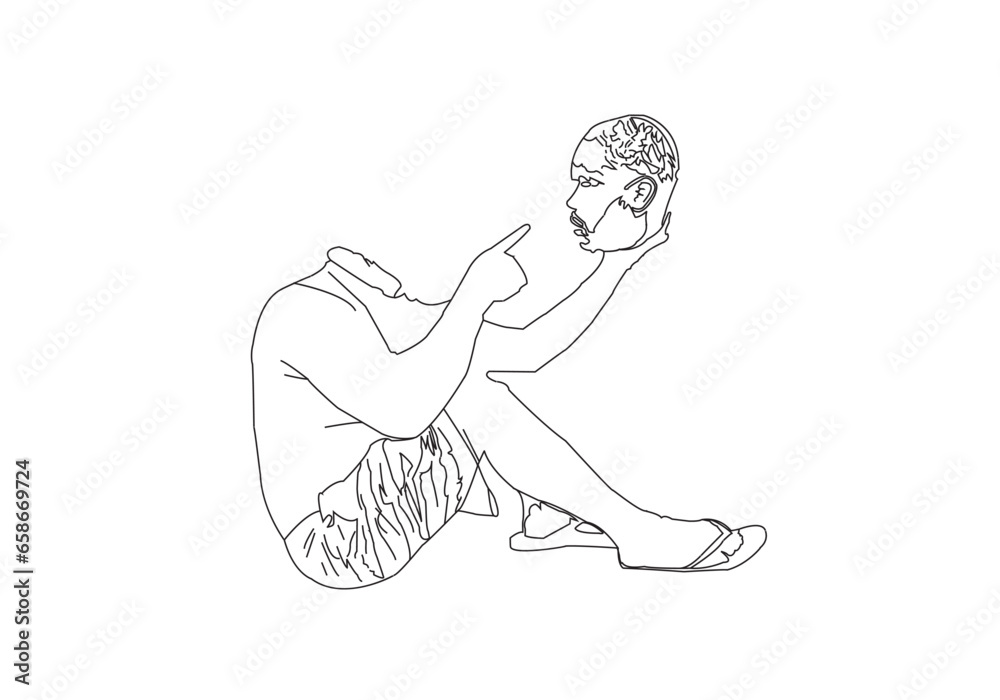 drawing line art of a stress confusing people because any problem on ...