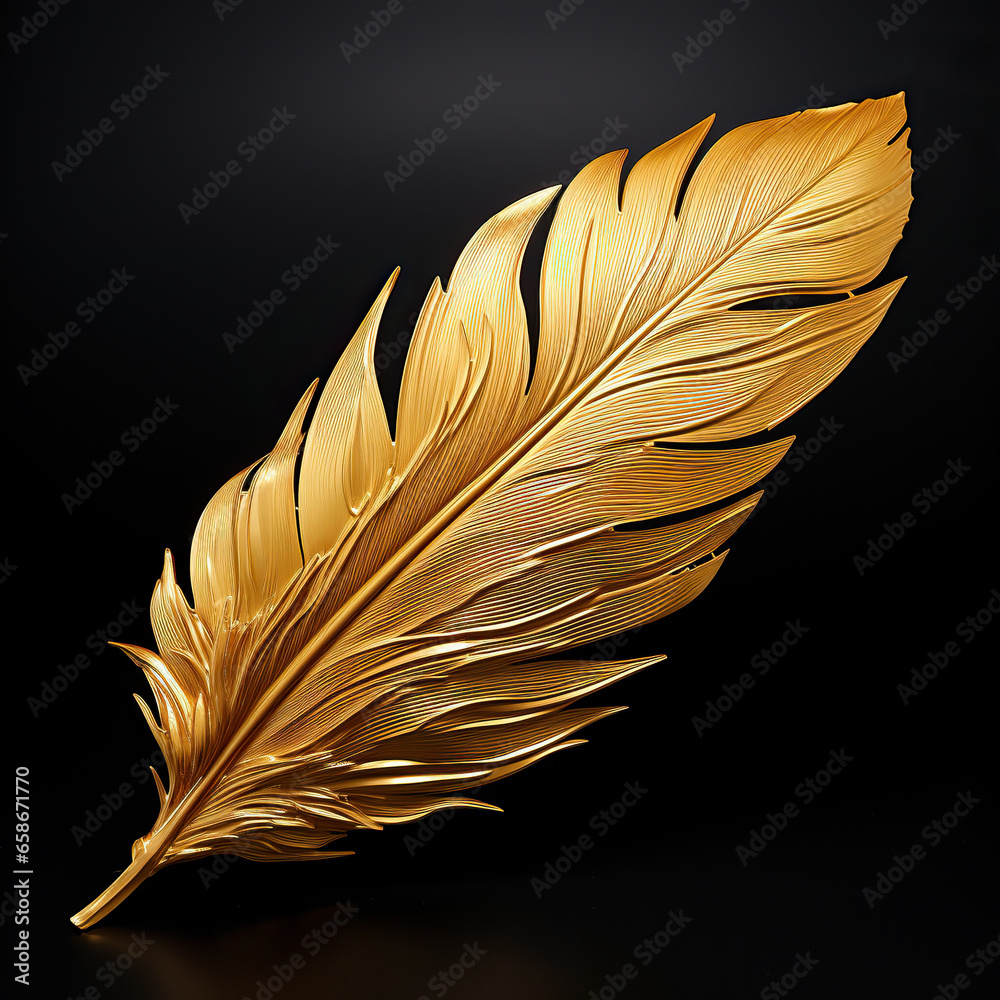 feather on black background,Golden Feather,A Symbol of Grace and ...