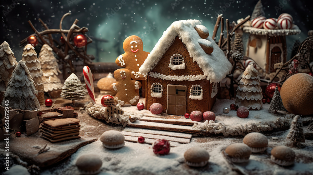 A Gingerbread House in a Winter Wonderland: A Sweet and Festive Scene ...