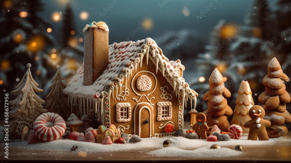 A Gingerbread House in a Winter Wonderland: A Sweet and Festive Scene ...