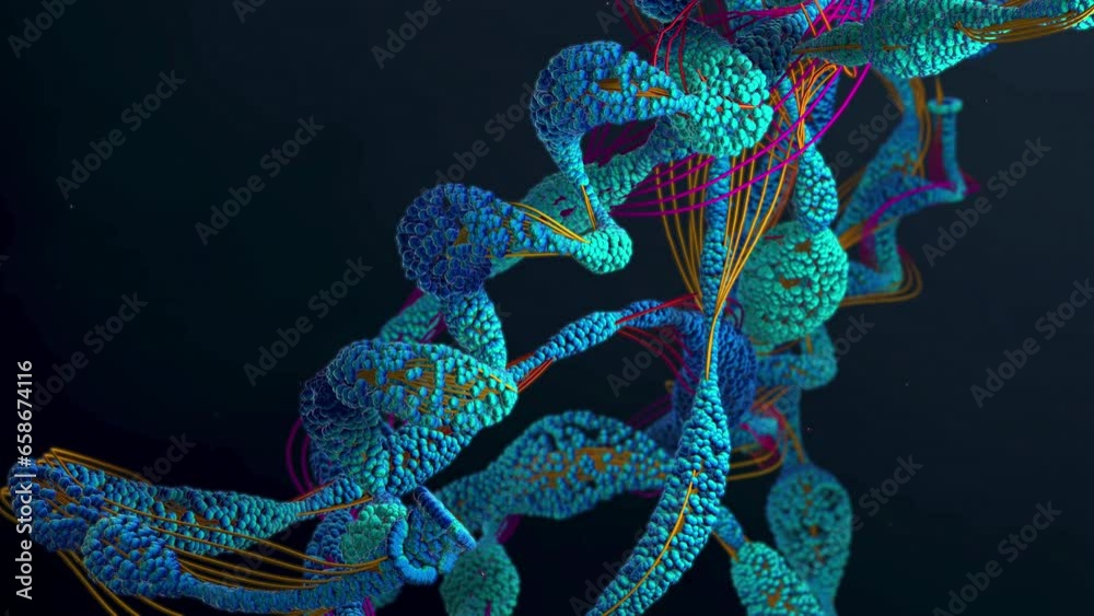 Chain of amino acid or bio molecules called protein - 3d illustration ...