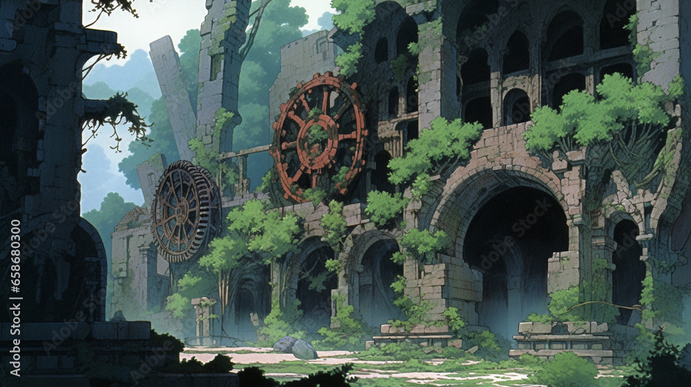 Fantasy Keep: Anime-style Scene of a Majestic Stronghold, Generative AI ...