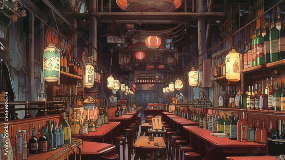 Sake Tasting: Anime-style Illustration of Japanese Bar Traditions ...