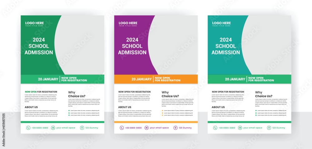 2024 School admission flyer design template Stock Vector | Adobe Stock