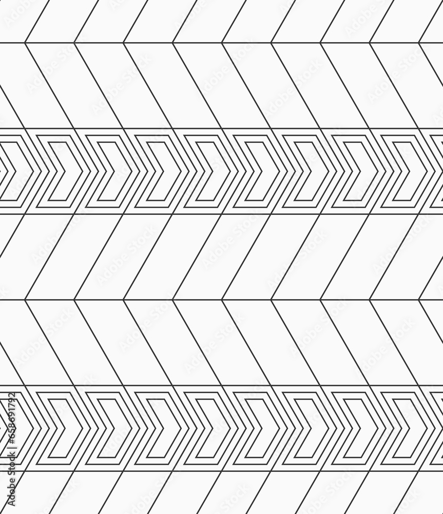 Vector seamless outline pattern. Mosaics motif. Geometric shapes outline pattern, arrows pattern ...