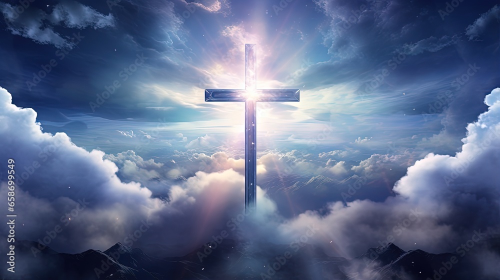 Heavenly wallpaper with a cross representing spirituality and adorned ...