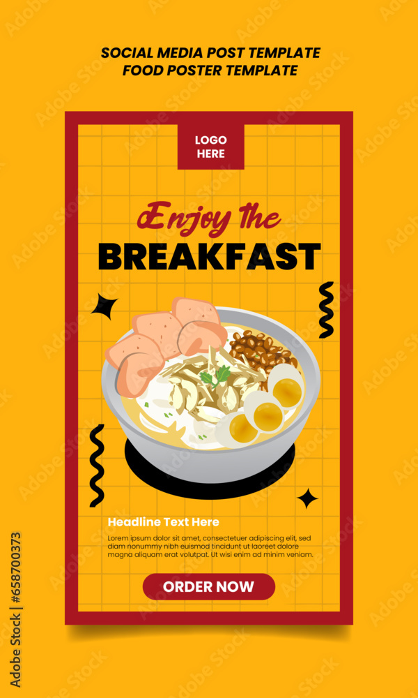 Vector chicken porridge food menu promotion social media instagram post ...