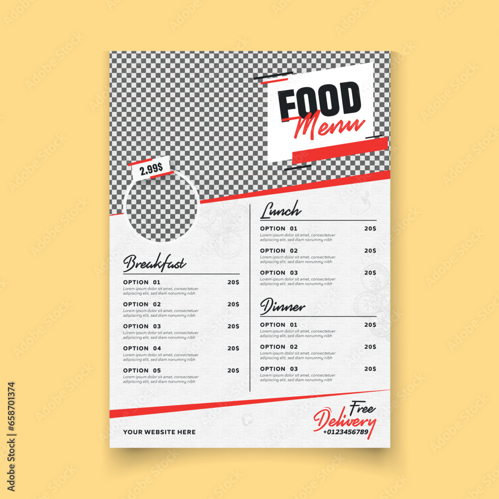 Editable Restaurant menu card template vector for restaurant and cafe ...
