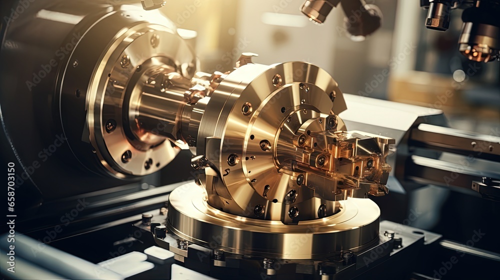 High tech CNC lathe machine tapping brass shaft parts and working with ...