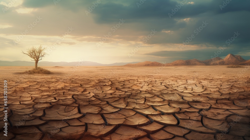 Global warming caused prolonged absence of rain resulting in dry ground ...