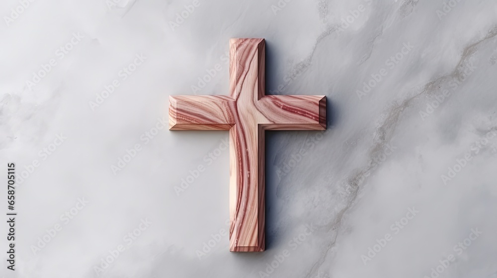 Christian symbol Wooden cross on marble background representing Jesus ...