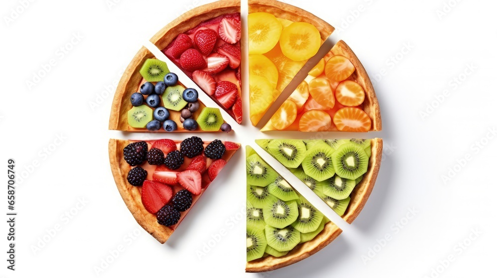Healthy food pie chart viewed from above on white background Stock ...