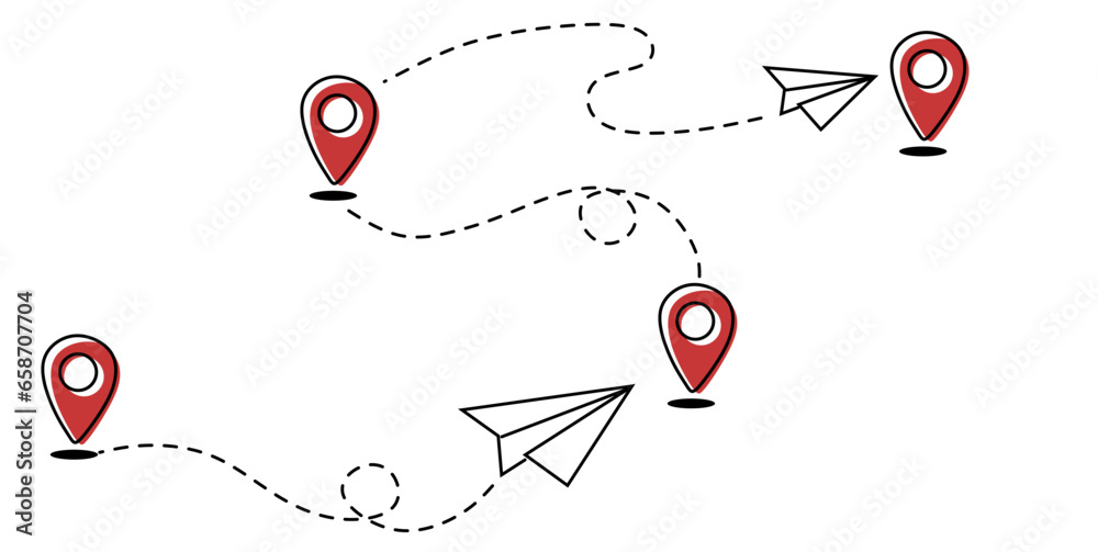 One Continuous line drawing of aircraft flight routes and airport ...