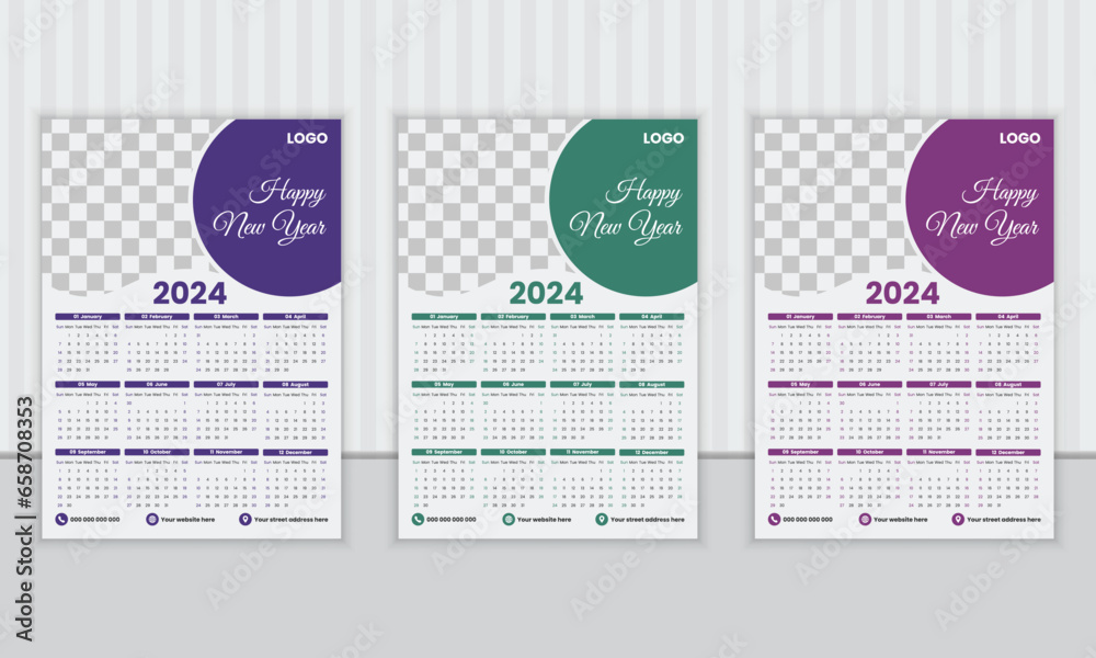 2024 Wall Calendar Design, Wall Calendar Design Template 2024, Simple ...