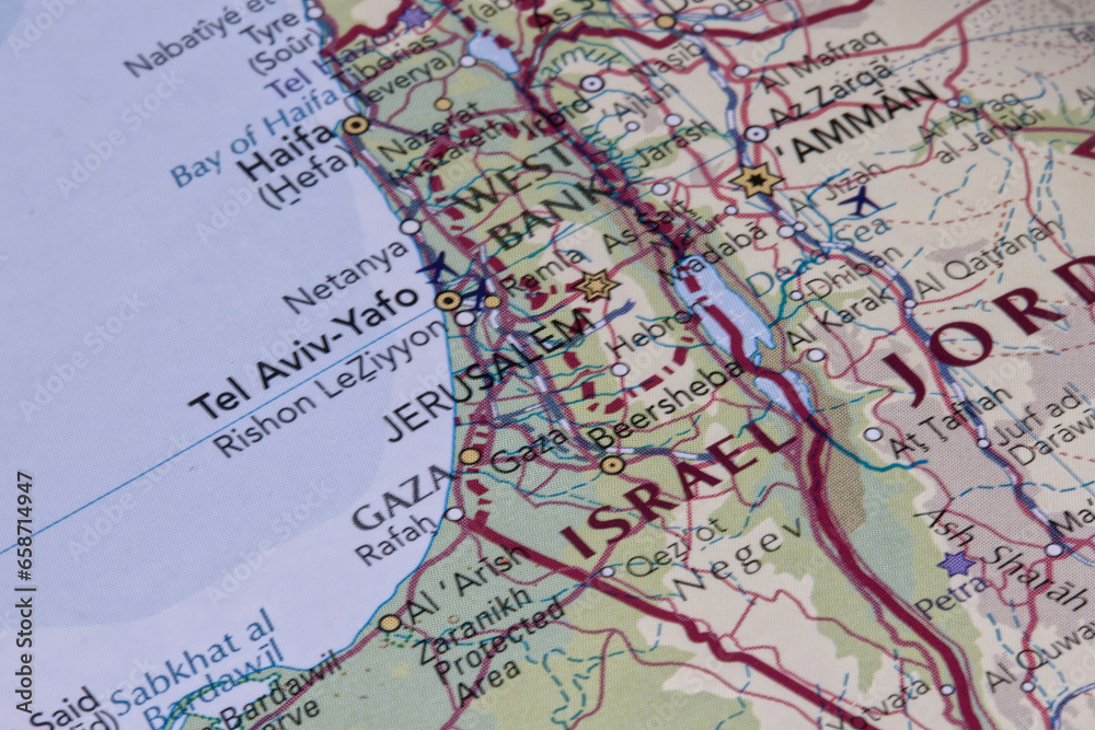 Gaza town of Gaza Strip, Israel, map. Stock Photo | Adobe Stock