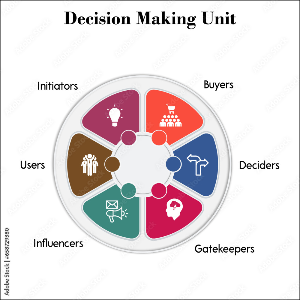 Six aspects of Decision making unit(DMU) with icons and description ...