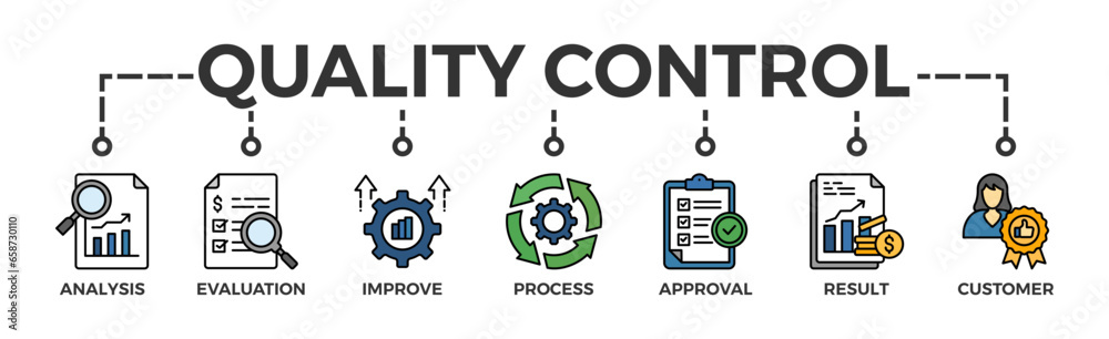 Quality control banner web icon vector illustration concept for product ...