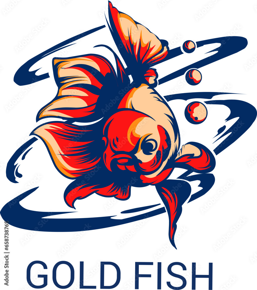 vector illustration, goldfish, suitable for company logos or selling ...