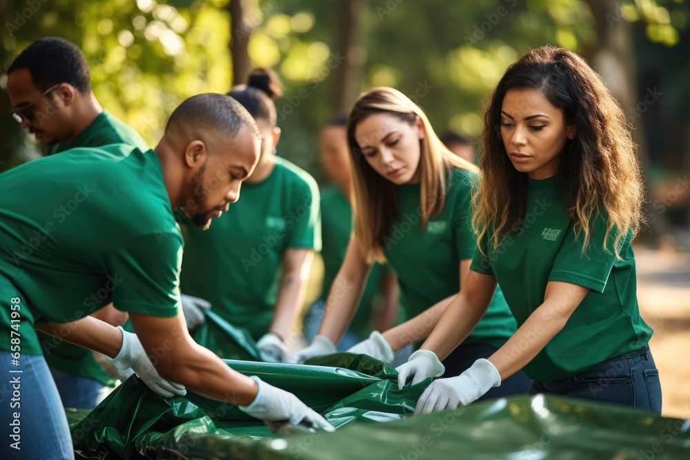 A diverse group of volunteers, young and old, joins forces in a ...