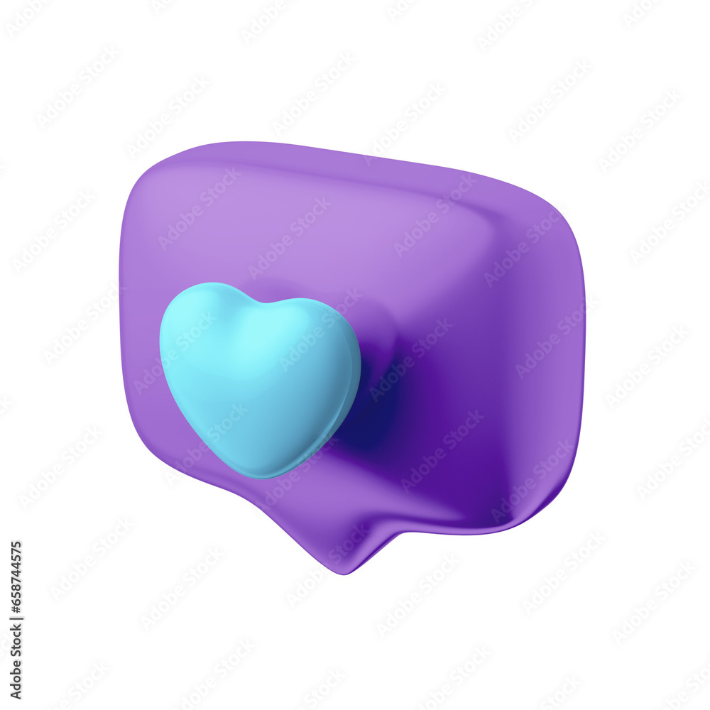 Blue 3D Heart Textbox, Heart Icon, Love Social Media Notification, Love ...