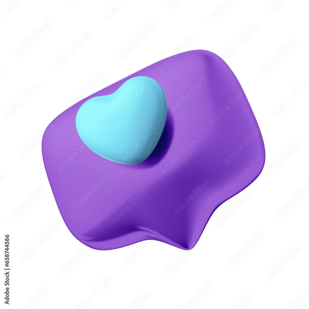 Blue 3D Heart Textbox, Heart Icon, Love Social Media Notification, Love ...