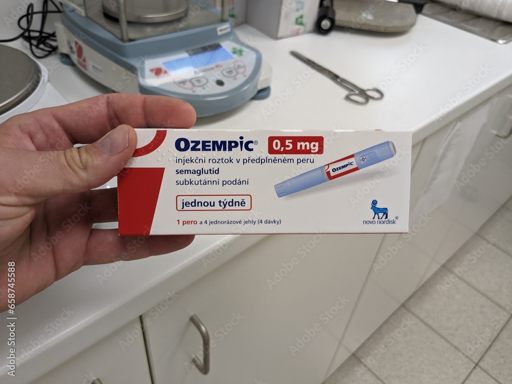 Prague,Czech republic- June 22 2024: Ozempic box. Czech version of ...