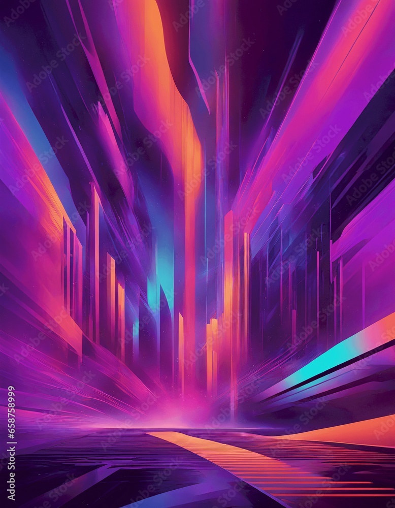 Neon Abstract Painting with Dynamic Shapes and Forms, Generative AI ...