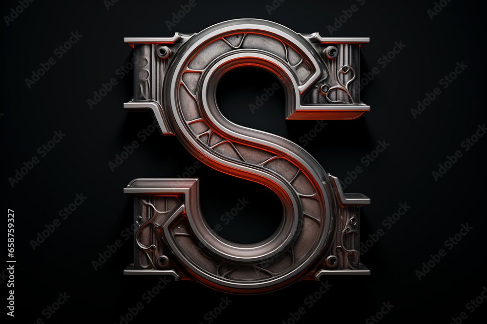 Industrial 3D font design, realistic iron steel alphabet, capital ...