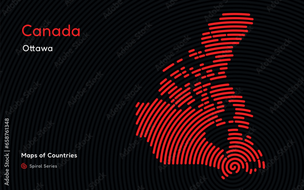 Creative map of Canada. Political map. Capital Ottawa. World Countries ...