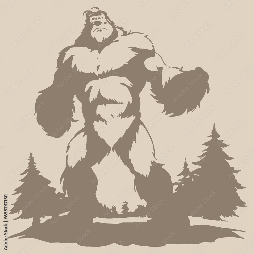 Yeti. Logo design for use in graphics. T-shirt print, tattoo design ...