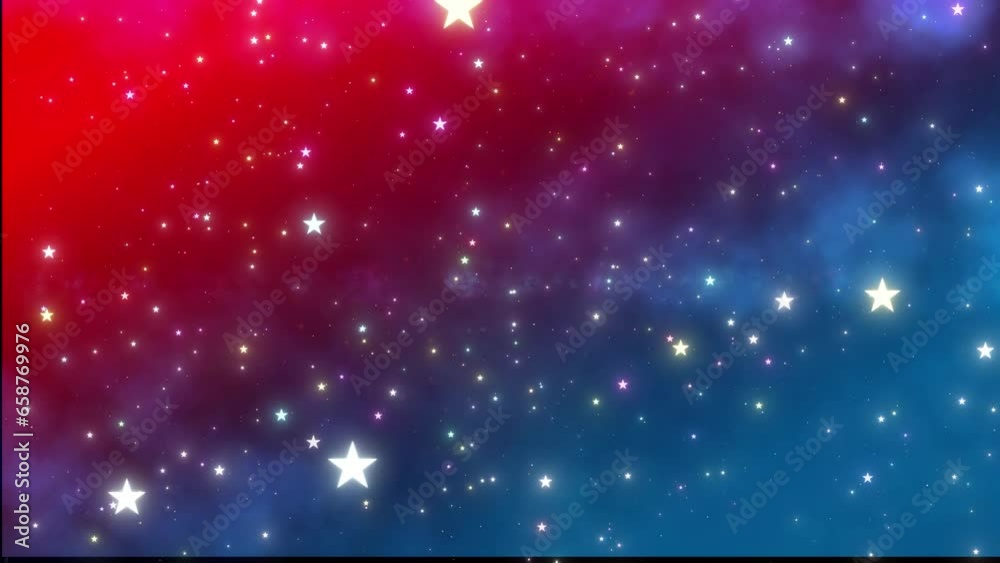 Camera Flying Through Stars Glowing Star And Colorful Nebula In Dark ...