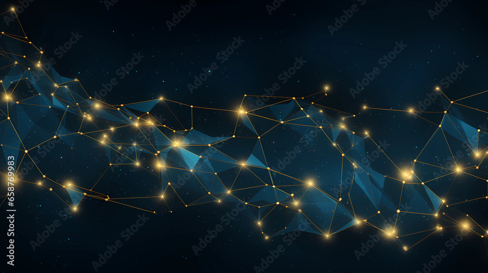 Plexus Blue Gold Digital Desktop Wallpaper HD 4K Network Nodes Lines ...