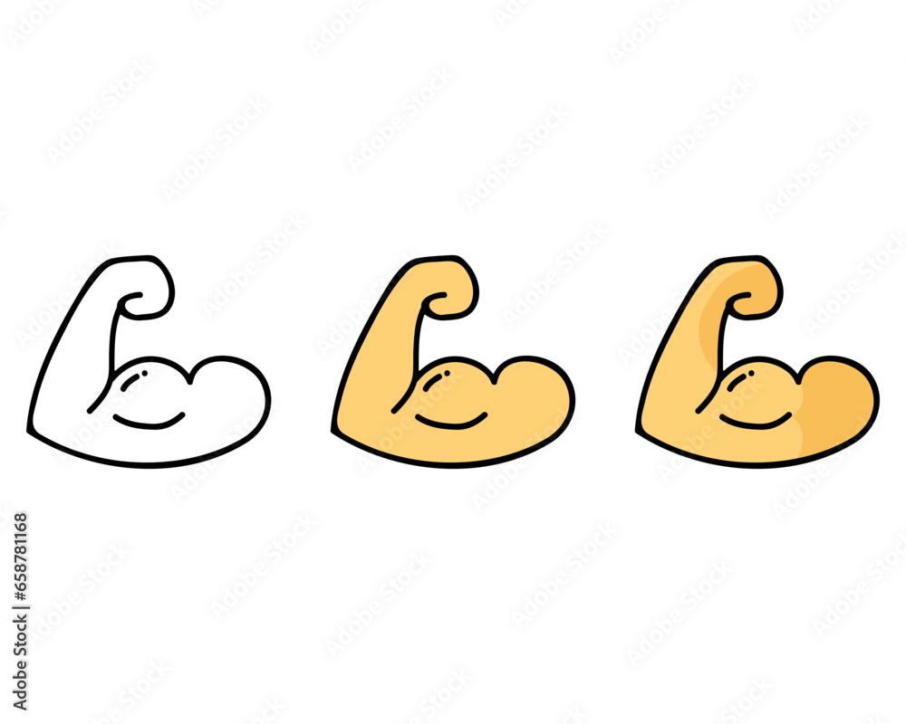 Tense bicep vector realistic bicep icon set. Biceps muscle strength ...