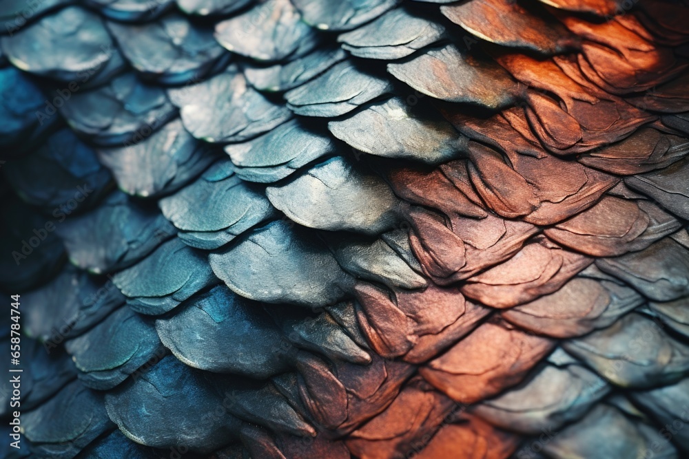 A close-up view of the intricate and textured scales of a dragon's skin ...