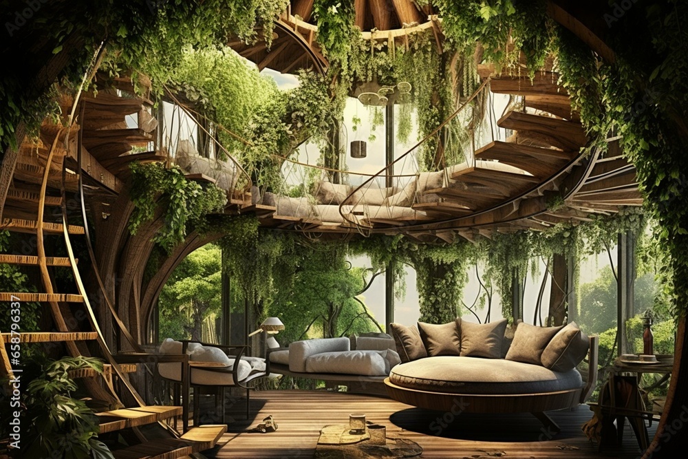 Stunning eco-friendly treehouse with sustainable resources. A blend of ...