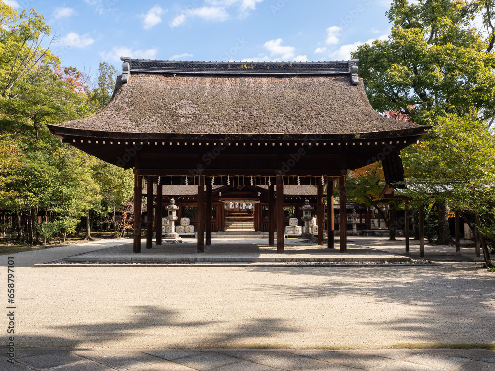 Kyoto, Japan - November 16, 2022: Haiden hall of Toyokuni shrine, a ...