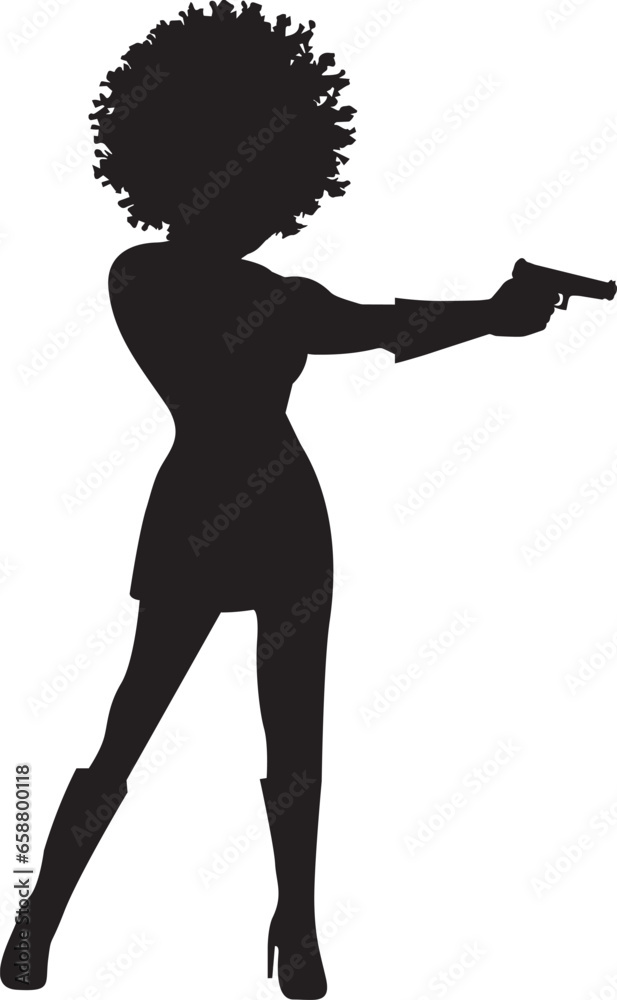 Silhouettes of woman with weapons in their hands. Vector illustration ...