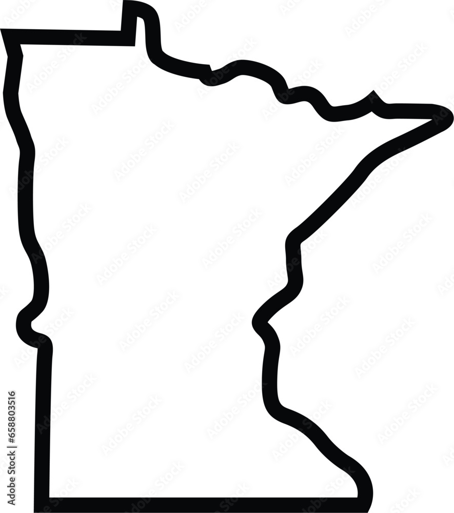 Minnesota Map black outline state USA. Vector Illustration. Stock ...