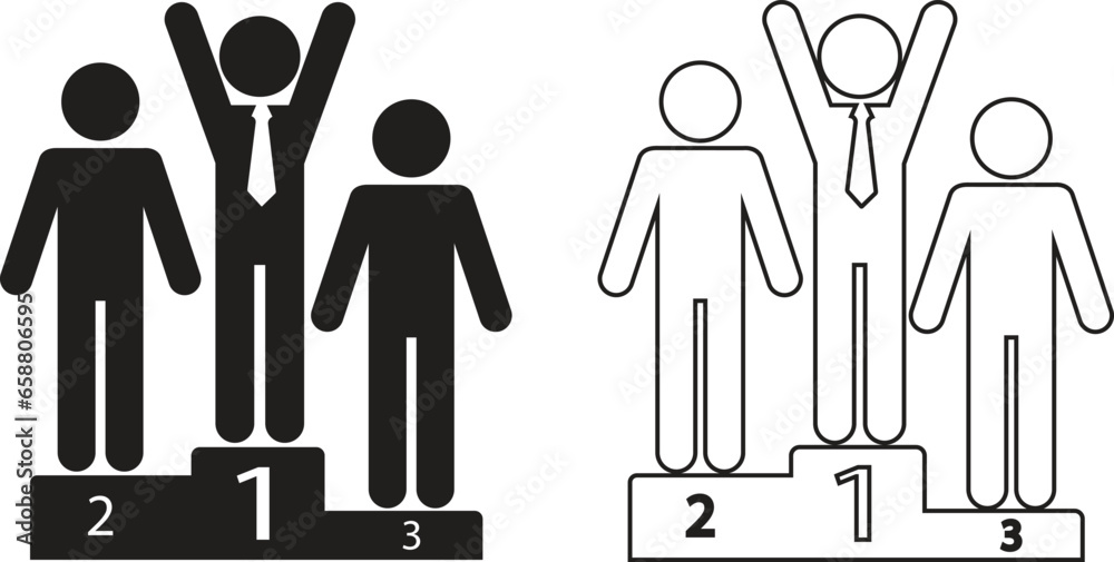 winners podium icons in flat, line set symbol School award for success ...