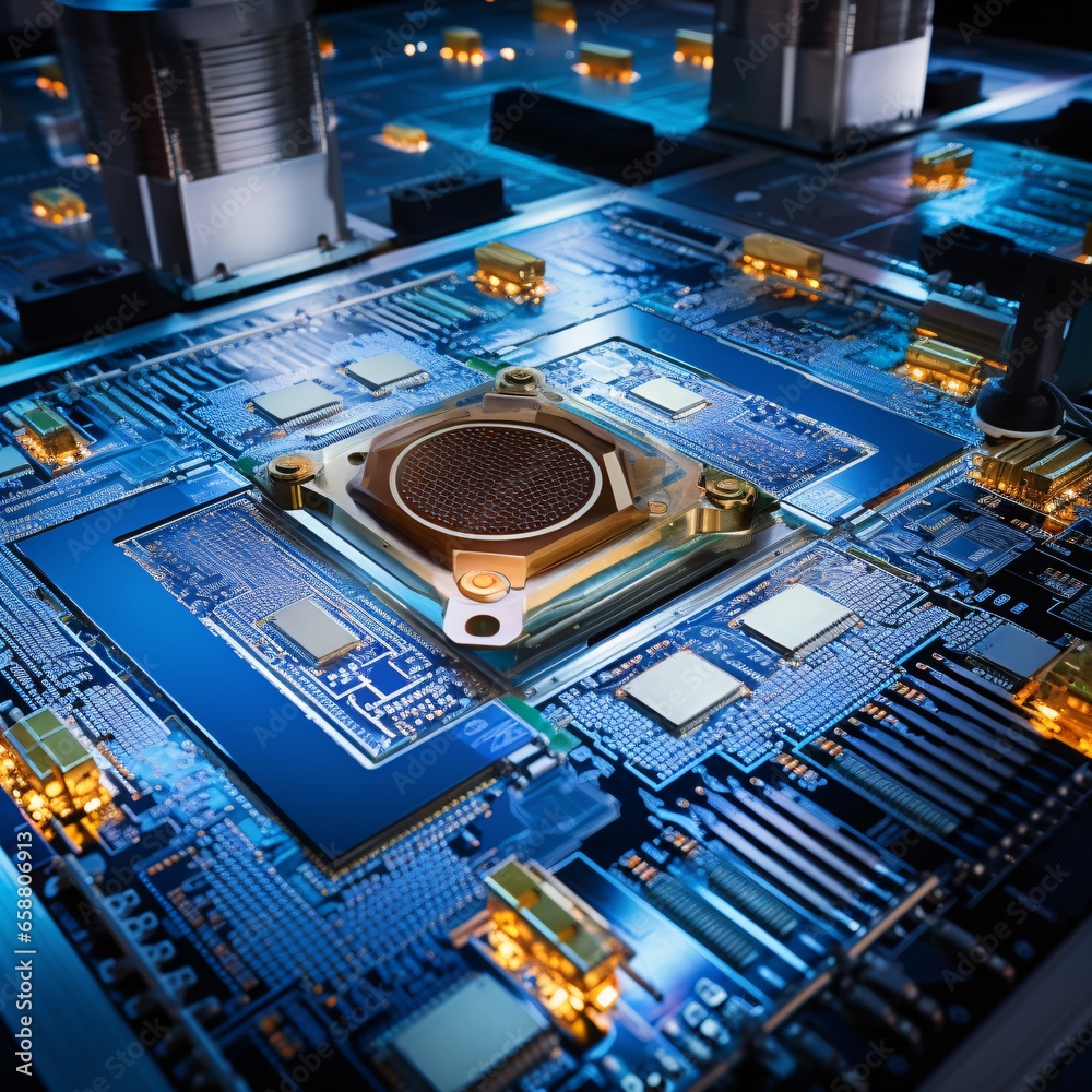 ภาพประกอบสต็อก Precision at the Microscopic Level Semiconductor Wafers ...