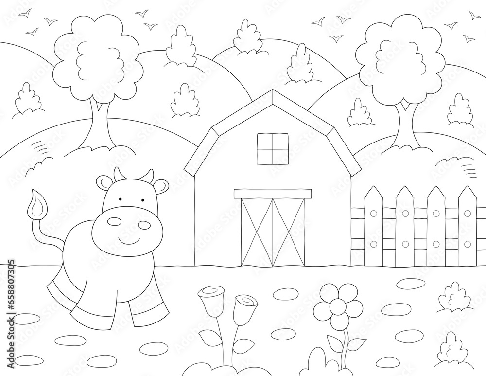 coloring sheet for kids of a cute cow farm animal. you can print it on ...