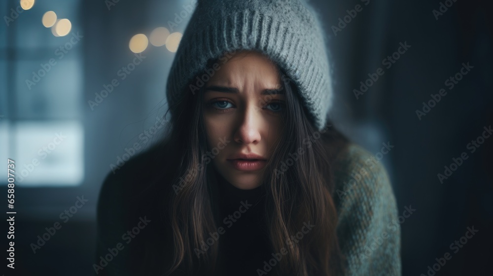 Teen girl dealing with depression, sadness, and feeling alone. Mental ...