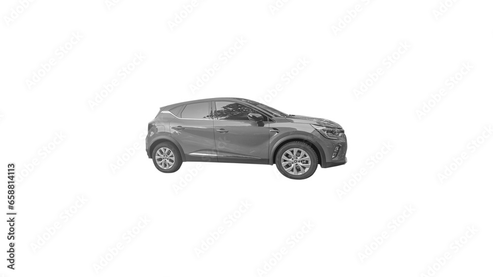 SIDE VIEW GREY CAR Renault Captur ISOLATED ON BLACK, RENAULT PNG ...